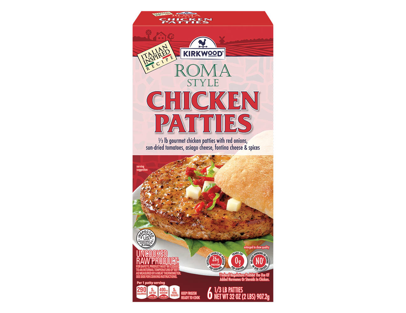 Kirkwood Roma Style Chicken Patties, 6 count